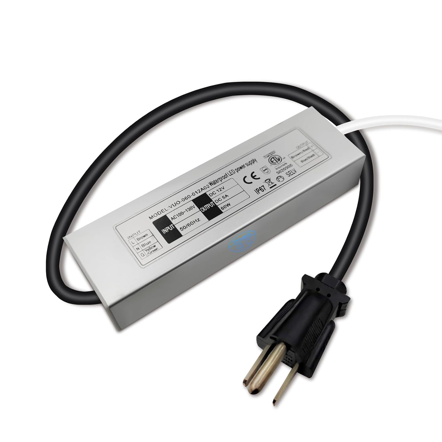 Waterproof LED Driver 60 Watts - 110V-260V AC to 12V DC, LED Power ...