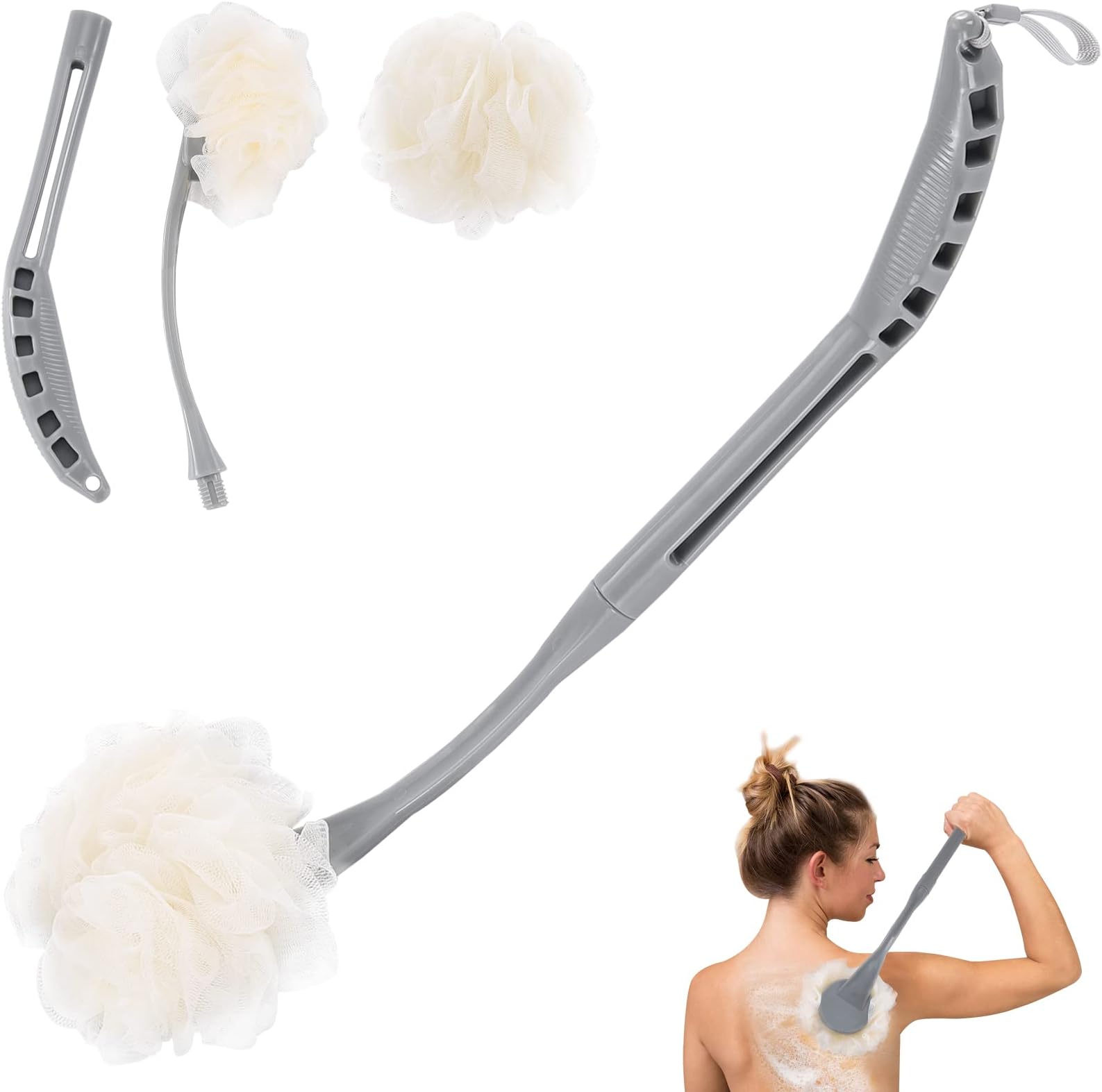 Amazon.com : Vive 17” Shower Loofah with Long Handle - Exfoliating Back ...