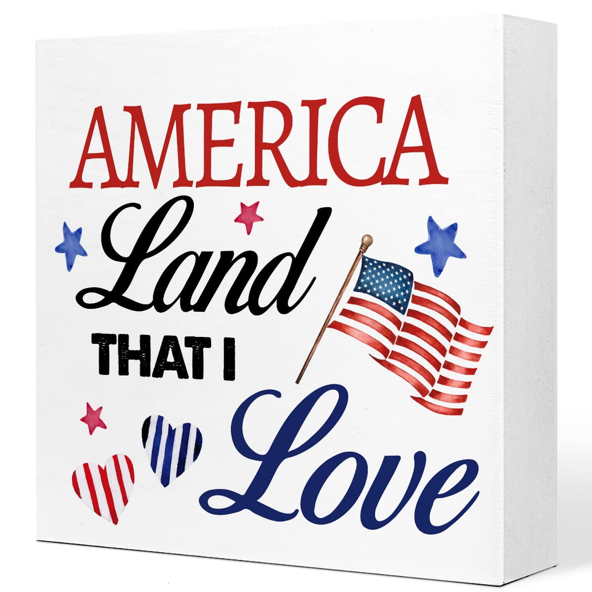 Amazon.com: America Land That I Love American Flag Patriotic Wooden ...