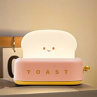 JQWSVE Cute Night Light for Kids, Kawaii Room Decor Toaster Lamp USB ...
