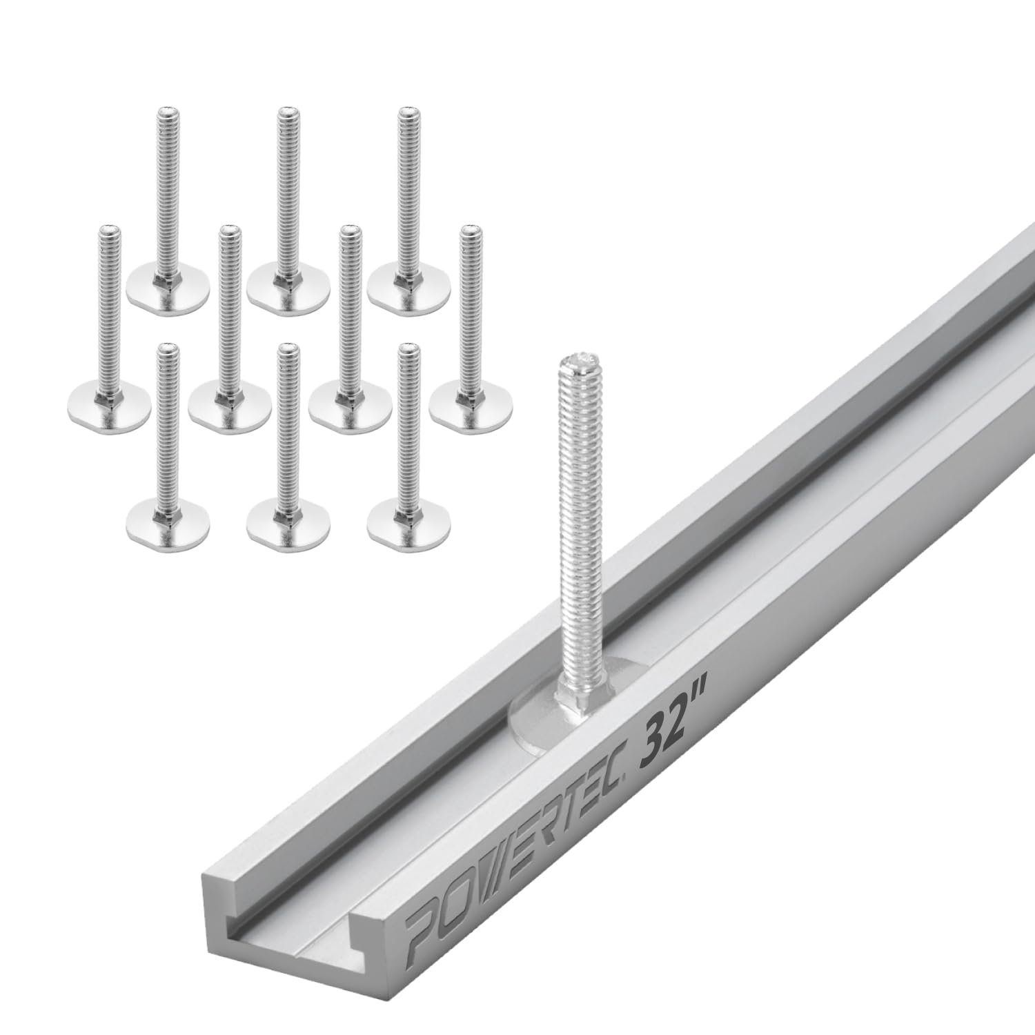 POWERTEC 32" Table Saw Miter T-Track Kit – Includes 10pcs 1/4"-20, 2 ...