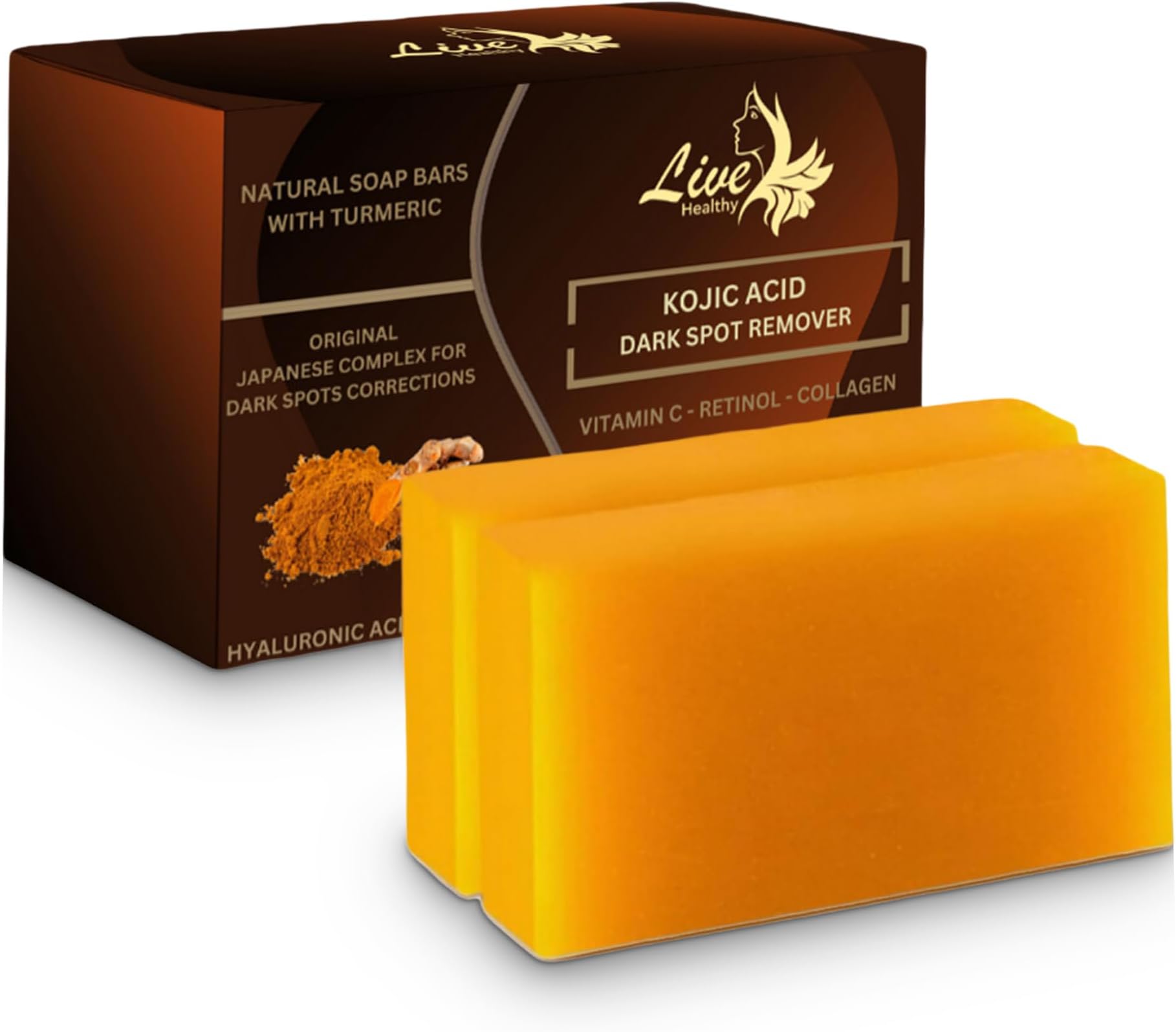 Amazon.com: Live Healthy Kojic Acid Soap Bar - Turmeric Soap for Dark ...