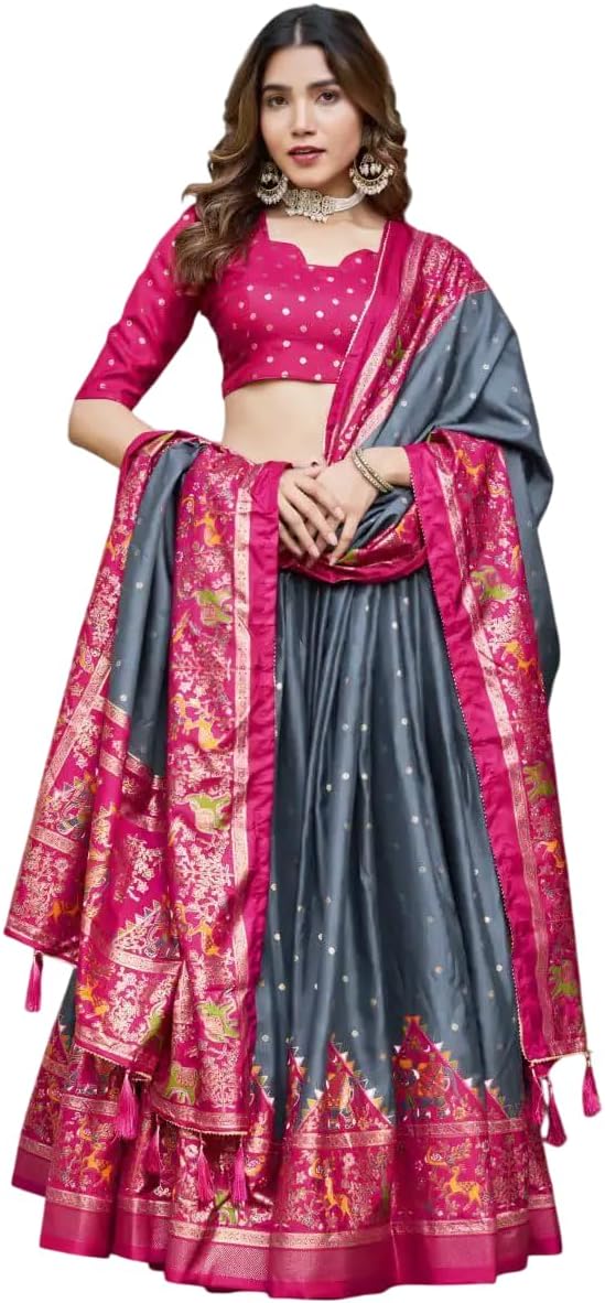 Amazon.com: HEMUMA CRAFT Women's Dola Silk Stitched Lehenga with ...