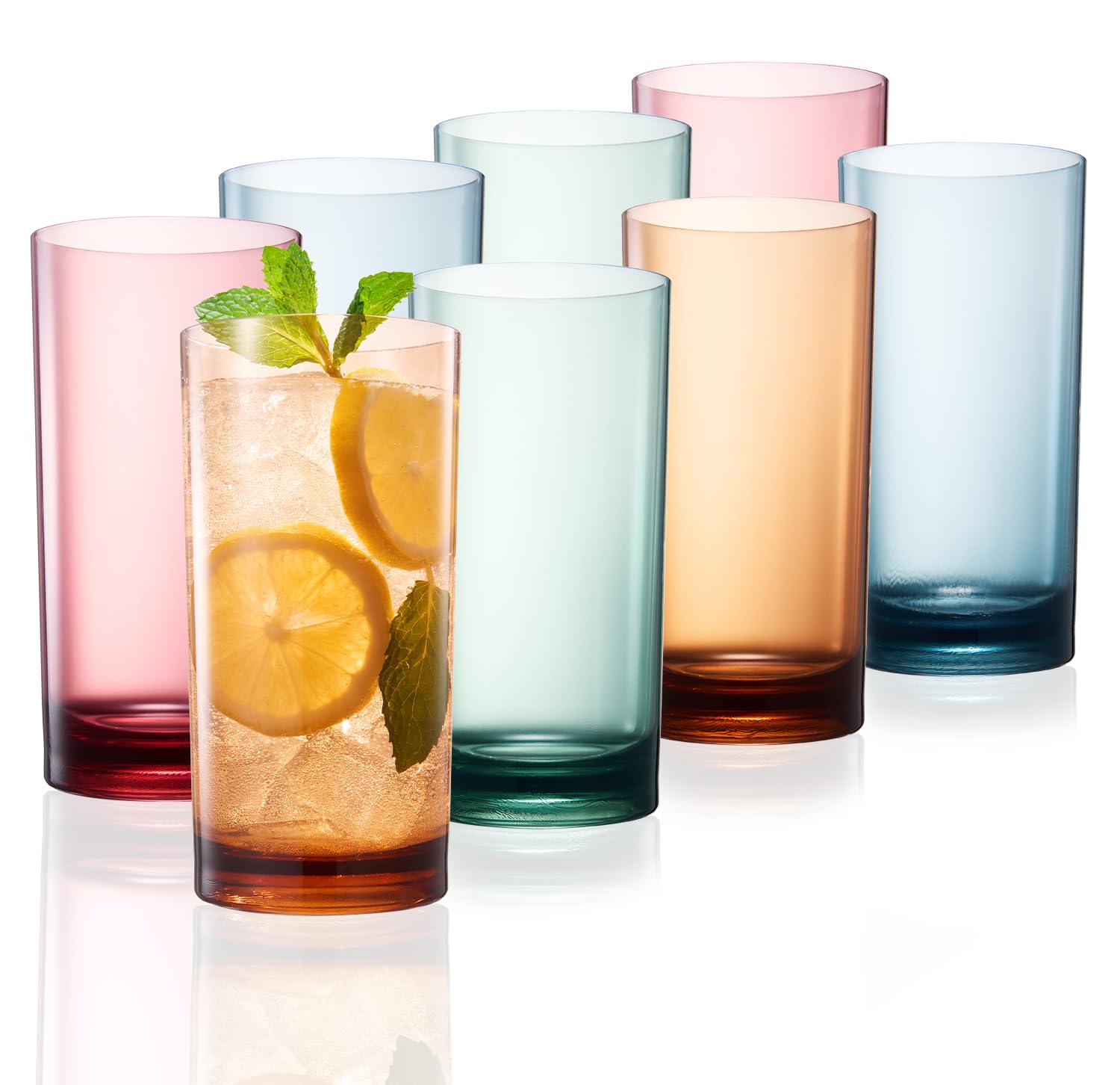 Snapklik.com : Khen Colored Plastic Reusable Drinking Glasses Set Of 8 ...