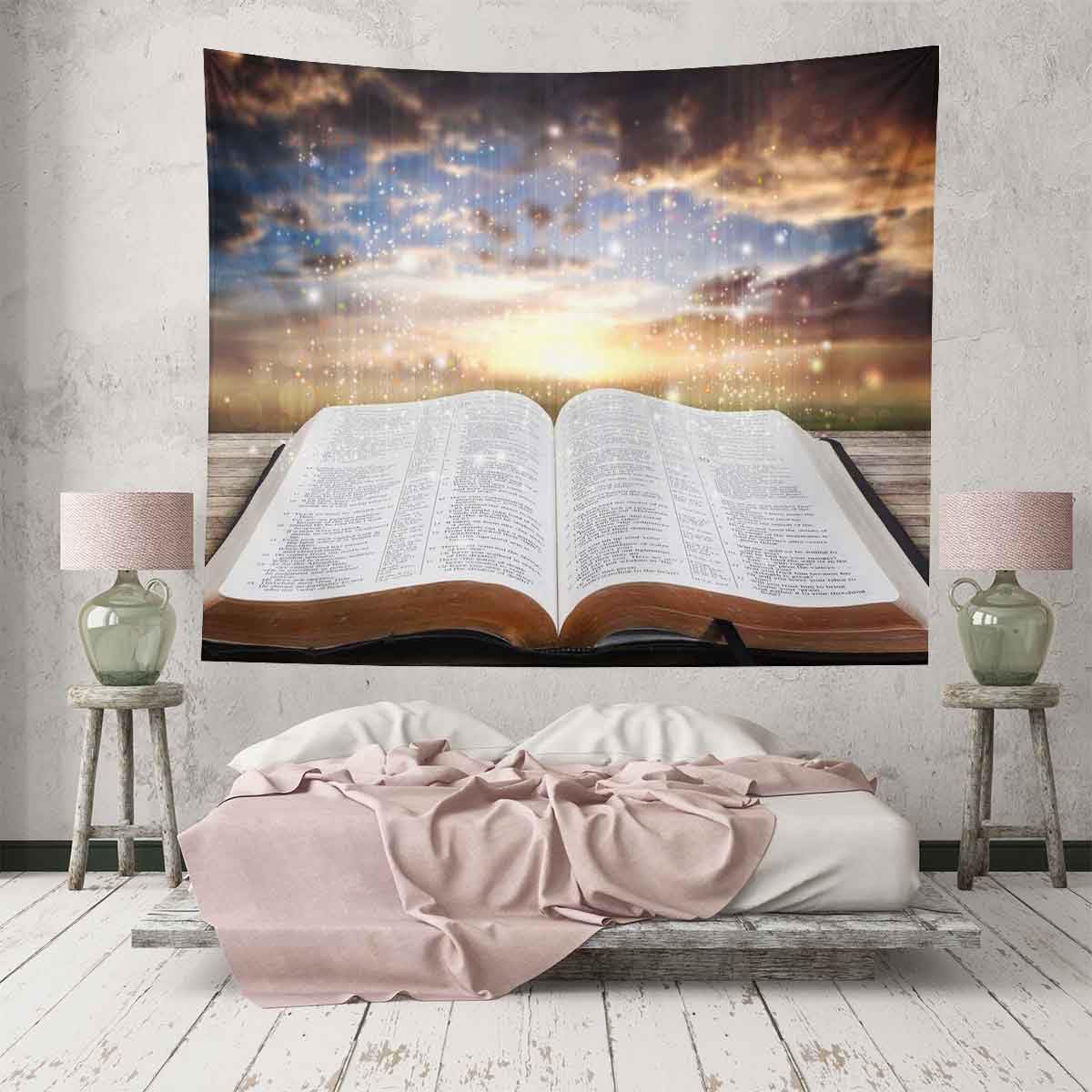 Amazon.com: BULOR Holy Bible Opened Book Tapestry, Prayers Religious ...