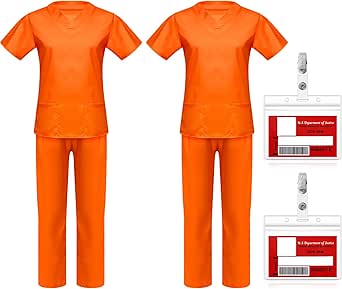 Amazon.com: Maiteenly 2 Set Halloween Women Orange Prisoner Costume ...