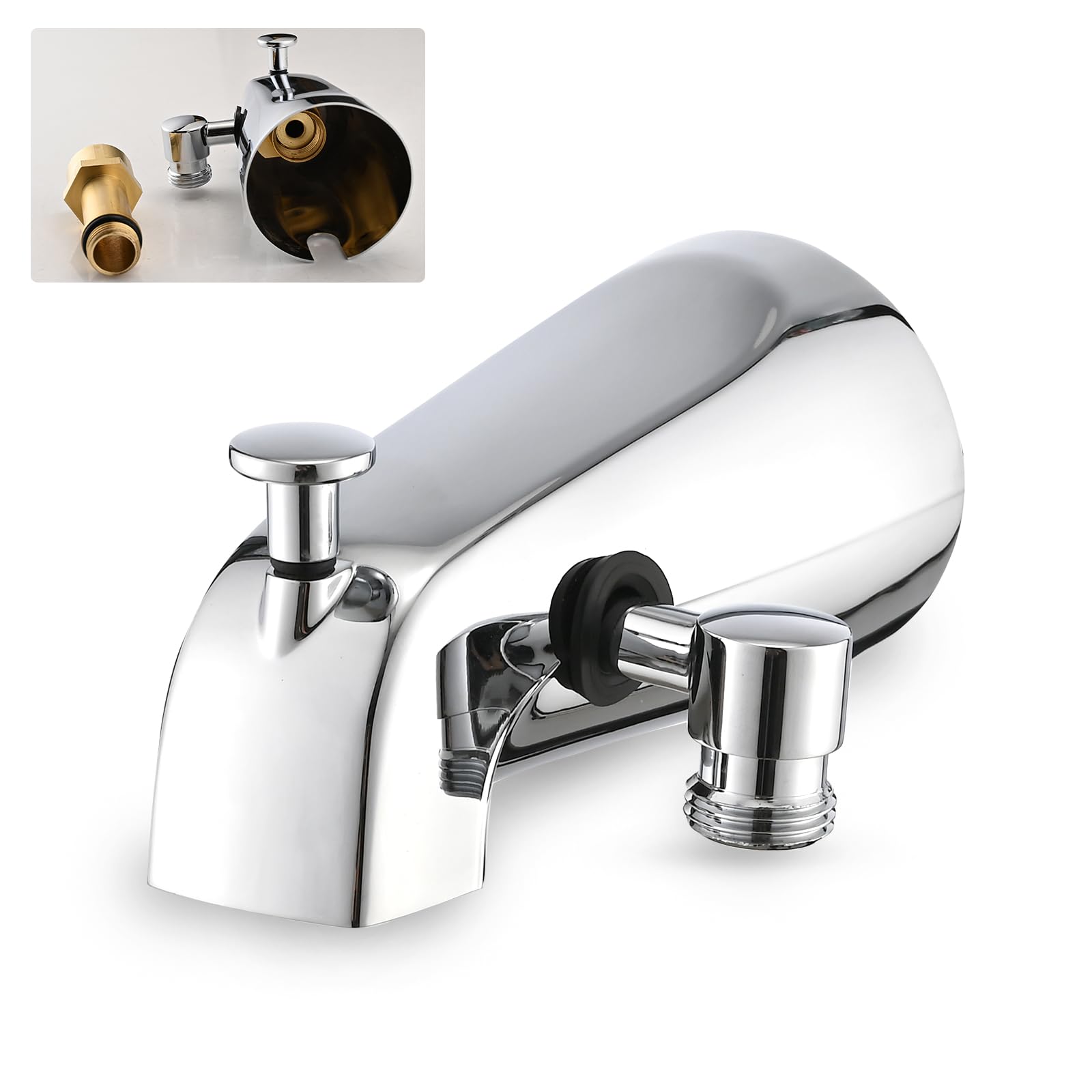 YASINU All Metal Tub Spout with Diverter Chrome, Fits Threaded 1/2" or ...