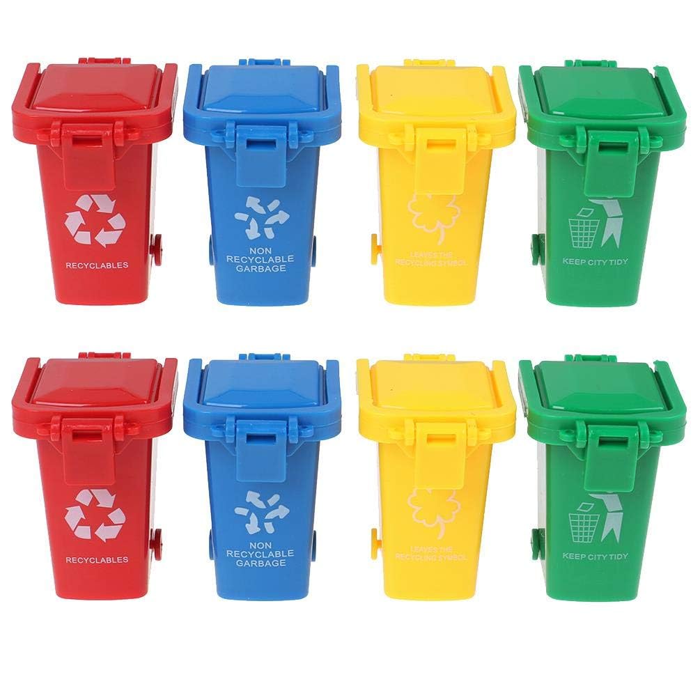 Yesoa 8Pcs Mini Trash Can Toy Push Vehicles Garbage Cans Curbside ...