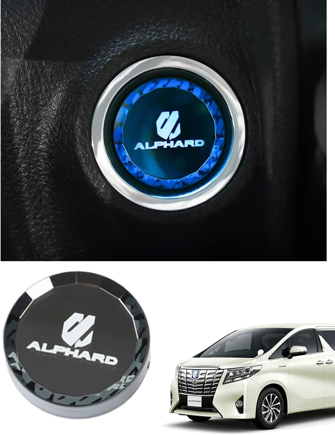 Amazon | Temiry 車 スタートボタンカバー アルファード40系 カー用品 車内 アクセサリー エンジンスタートボタン 3D クリスタル パーツ内装 エンジンスタートボタンカバー ...