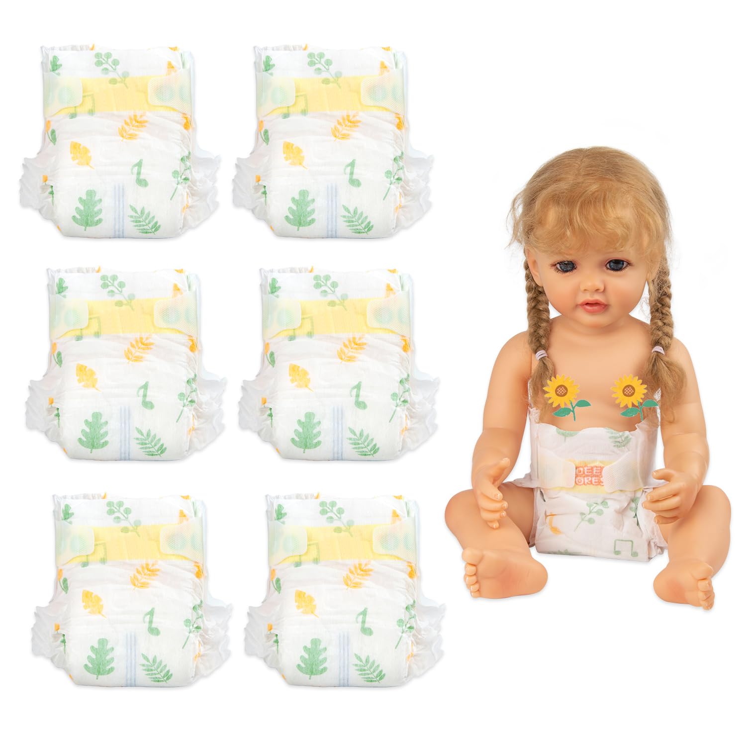 Amazon.com: 6 Pieces Sets Reborn Baby Doll Diapers Reusable for 18-22 ...