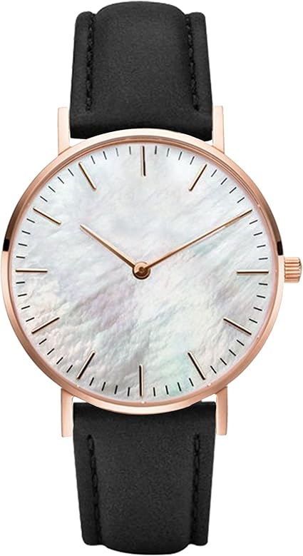 Clastyle Large Faced Watches for Women Black Ladies Leather Watch ...