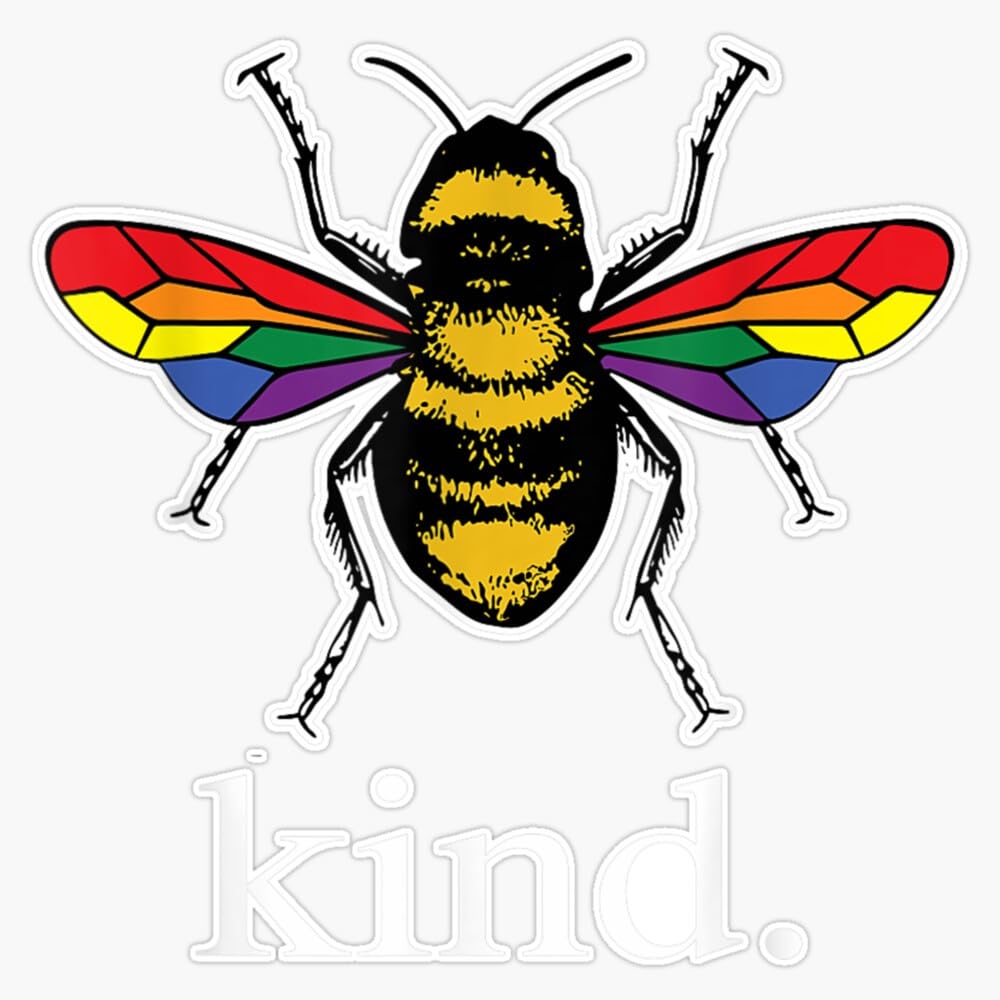 Amazon.com: Bee Kind LGBTQ Ally Gay Pride Rainbow Bumblebee Positivity ...