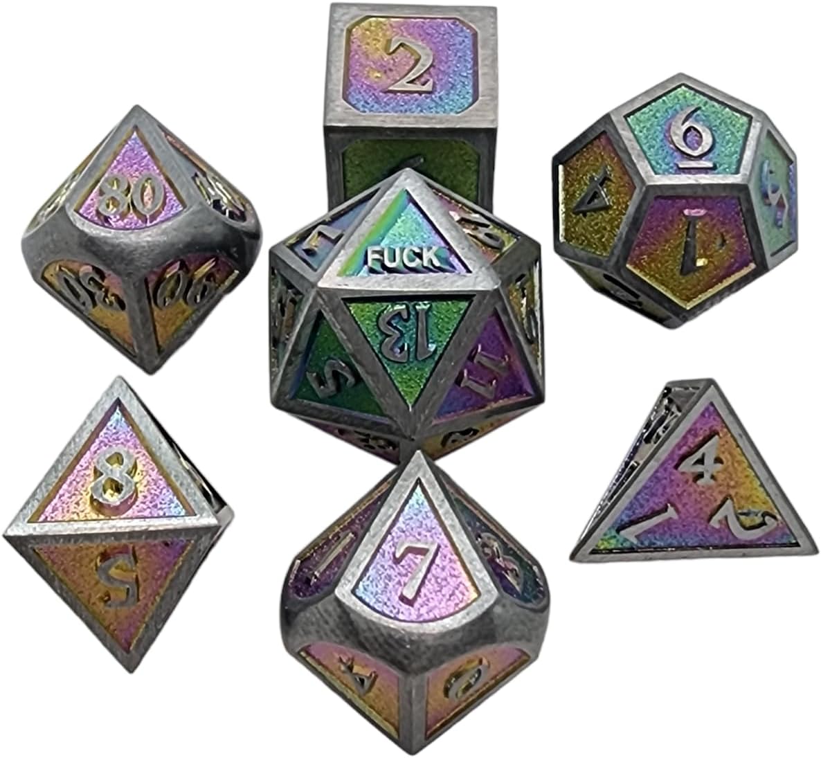 Amazon.com: Metal D20 F Dice Critical Fail F 20 Sided Die Set DND ...