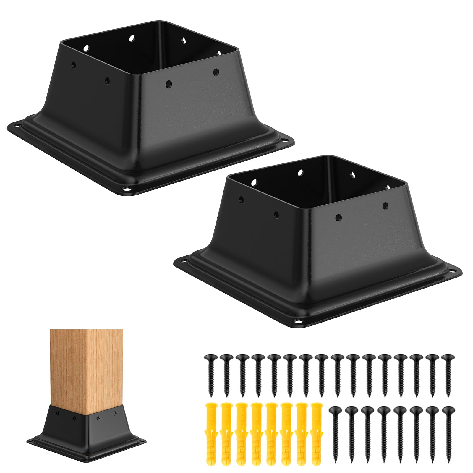 Snapklik.com : 4x4 Post Base 2Pcs, Internal 35x35 Heavy Duty Powder ...