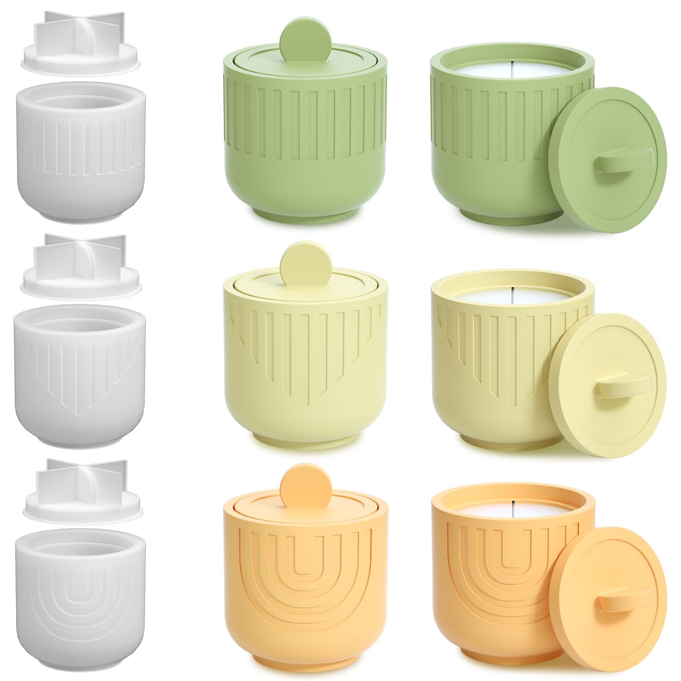 Amazon.com: Round Striped Jar with Lid Silicone Mold, Handmade ...