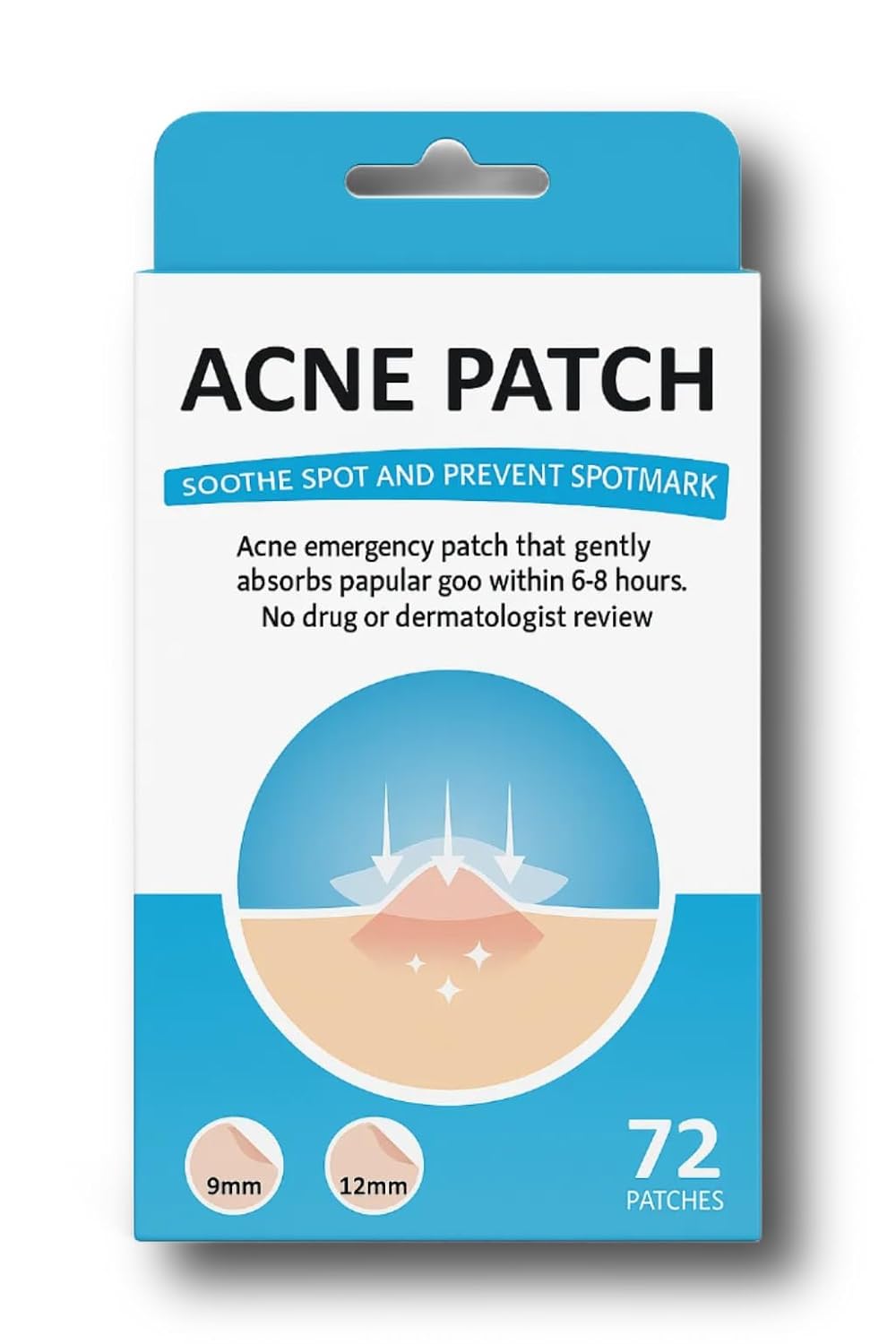 Amazon.com: Hydrocolloid Acne Pimple Patch – 72 Count (9mm & 12mm ...