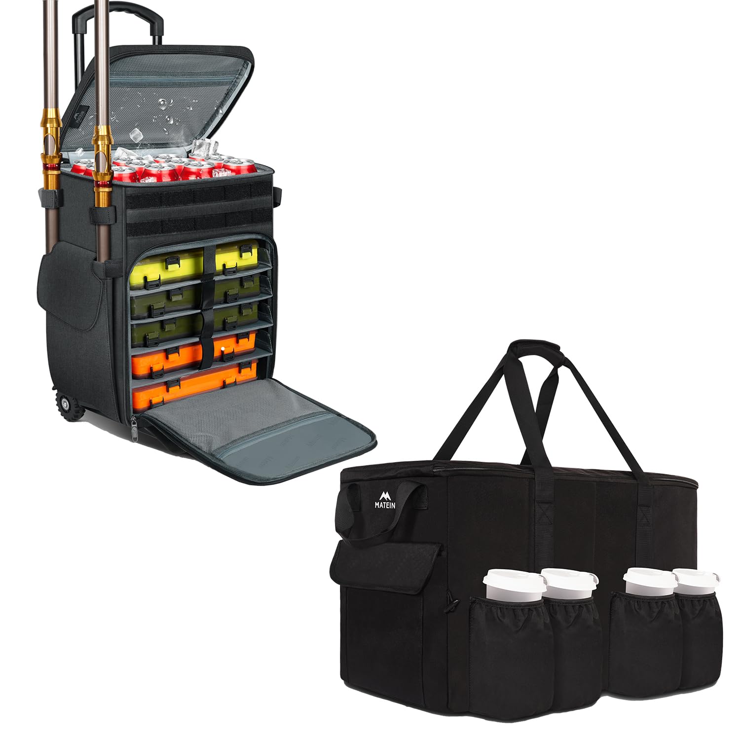 Amazon.com : MATEIN Rolling Tackle Box with Cooler, Large Fishing ...