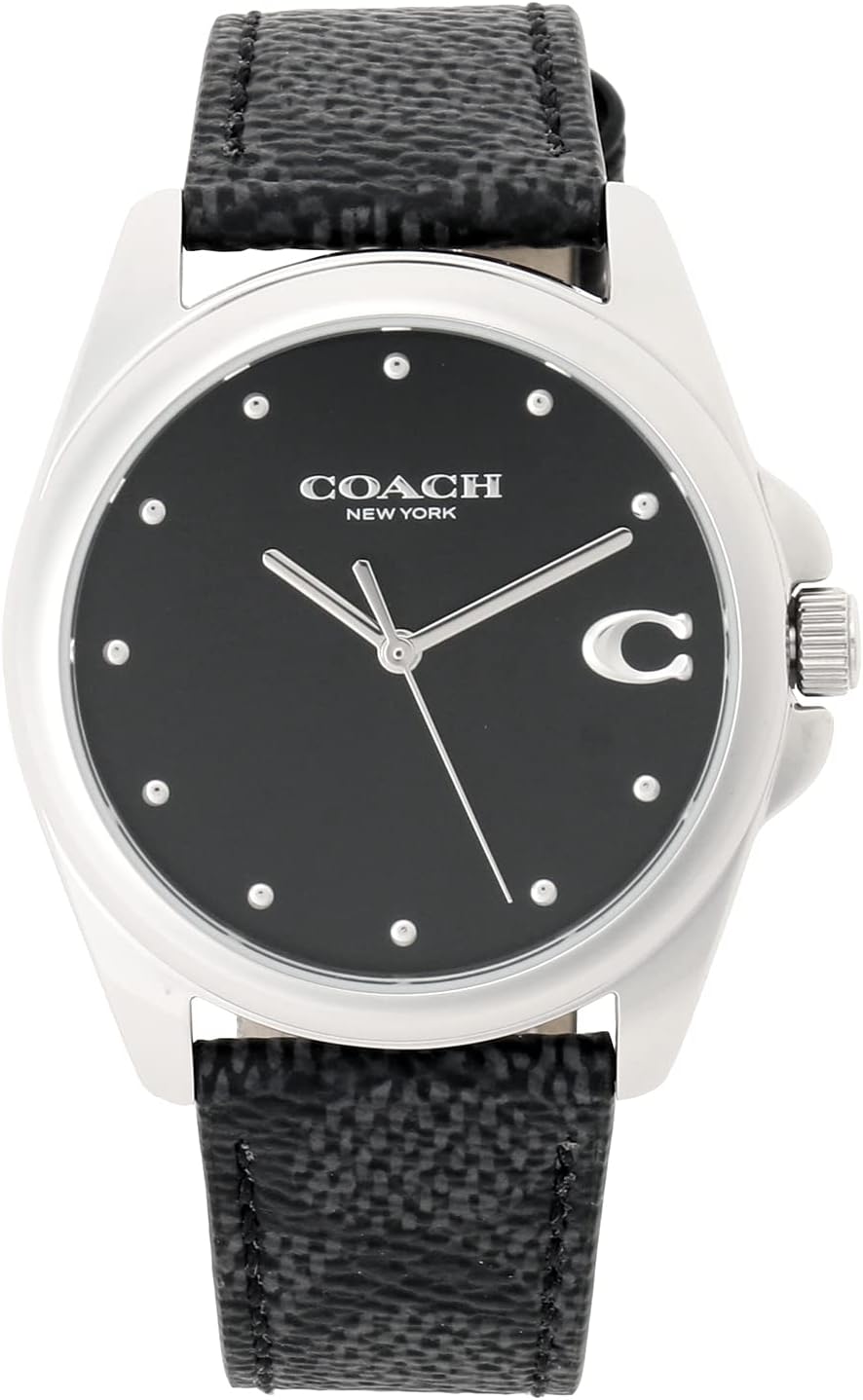 Amazon.co.jp: [コーチ] 腕時計 GREYSON ブラック 文字盤 ステンレススチール レザー クォーツ Quartz 36MM ...