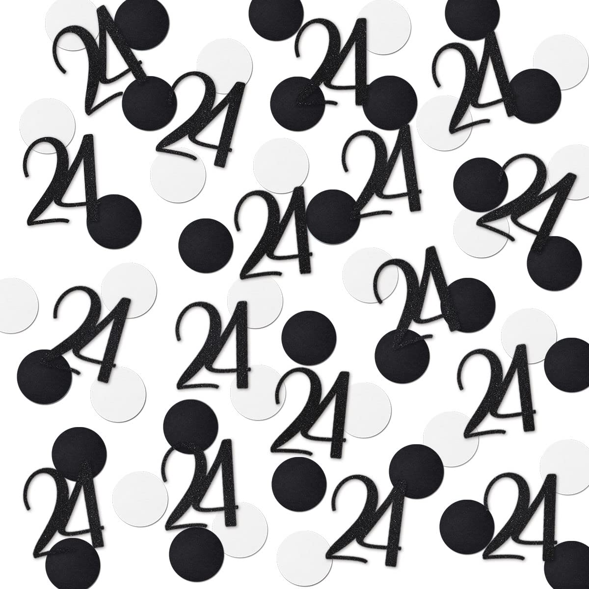 Amazon.com: Black Glitter 24 Confetti, 24th Birthday Number Confetti ...