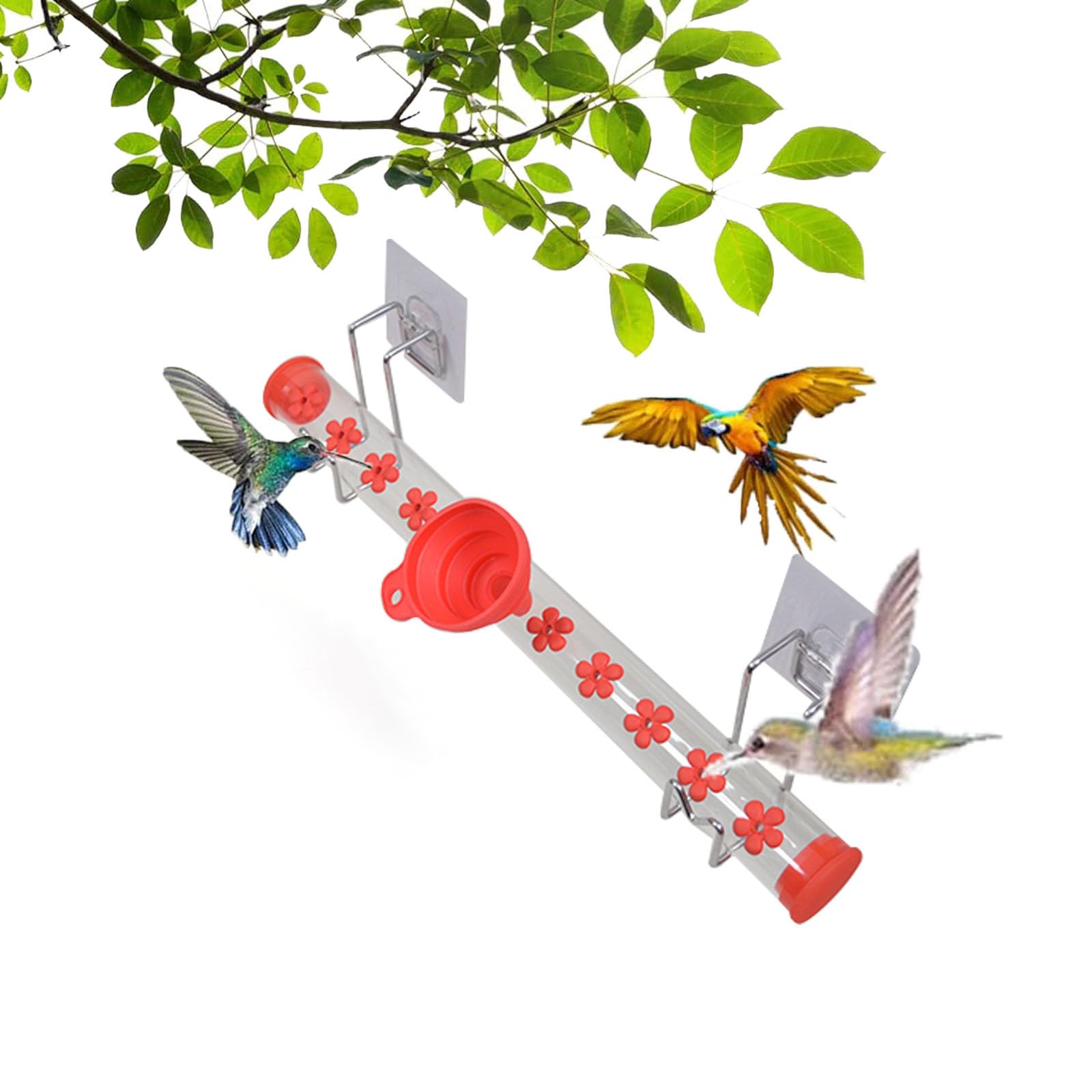 Hummingbird Feeder Acrylic Horizontal Window Bird Feeder Along with ...