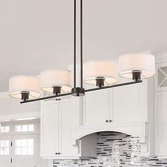 VILUXY Modern Farmhouse Island Light Black for Kitchen L41 Fabric Long ...