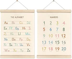 Amazon.com: 2Pc Alphabet Numbers Poster Hanger Framed 12"x16", ABC ...