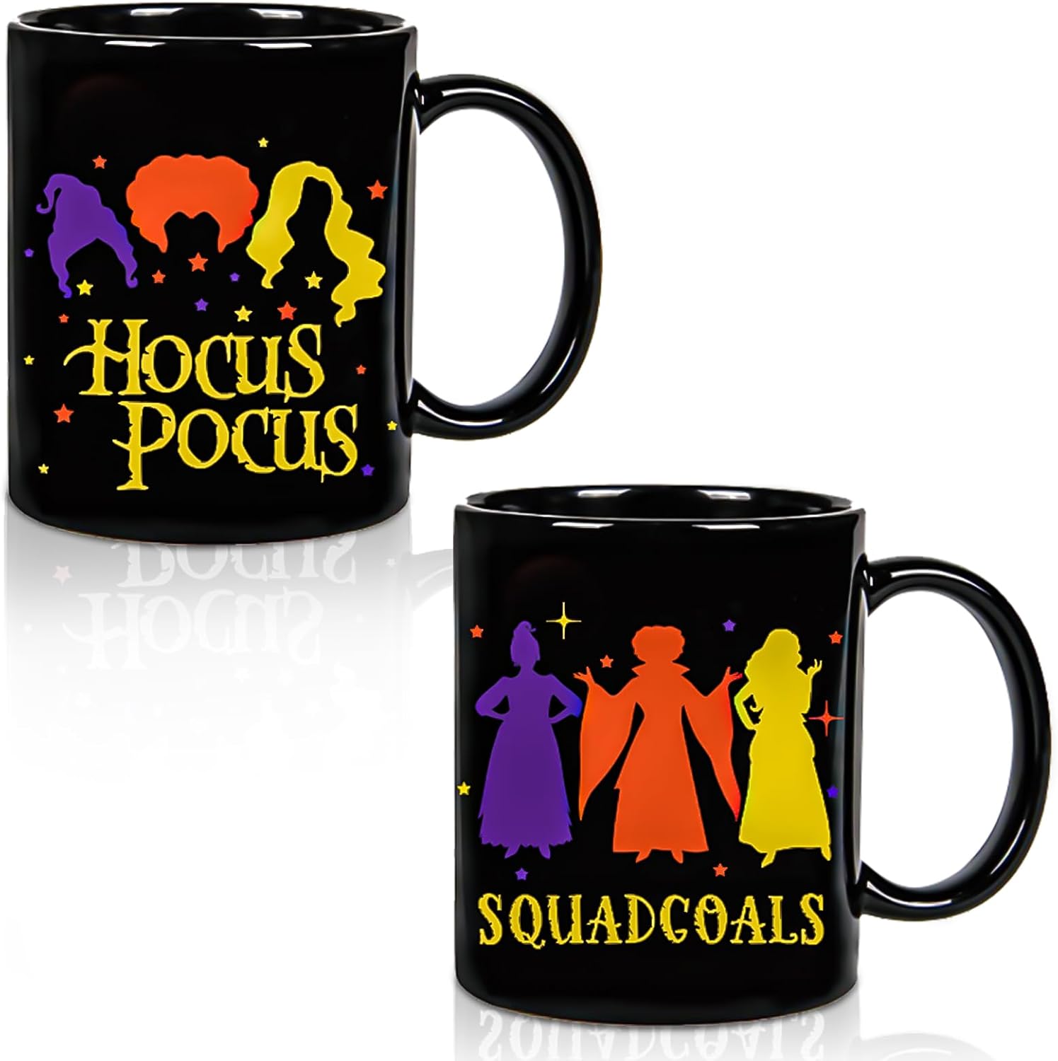 Amazon.com: Whaline 2Pcs Halloween Mug Set 12oz Witch Coffee Mugs Hocus ...