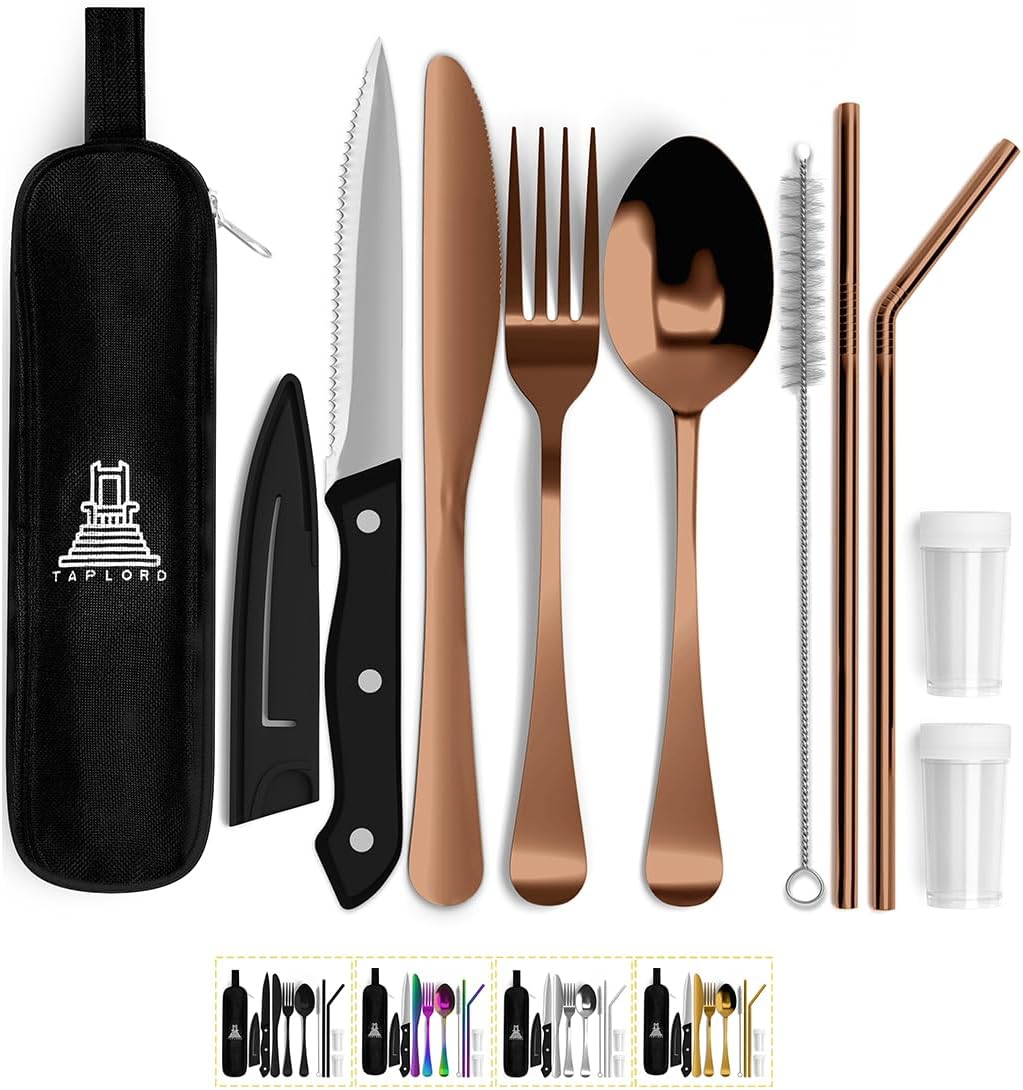 Amazon.com: Taplord Portable Travel Silverware Set With Case, Includes ...