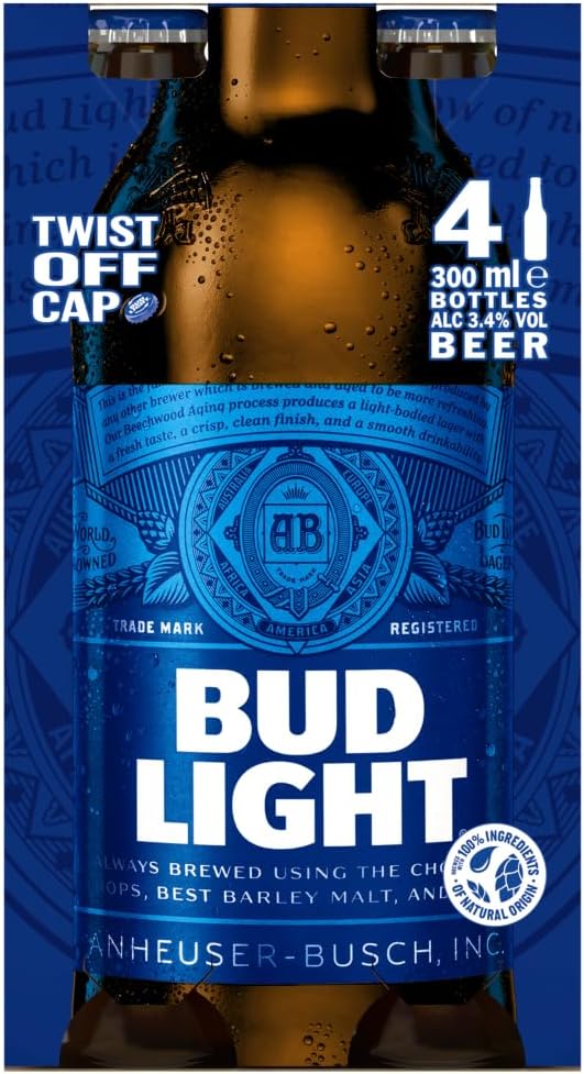Bud Light Beer, 4 x 300ml bottles : Amazon.co.uk: Grocery