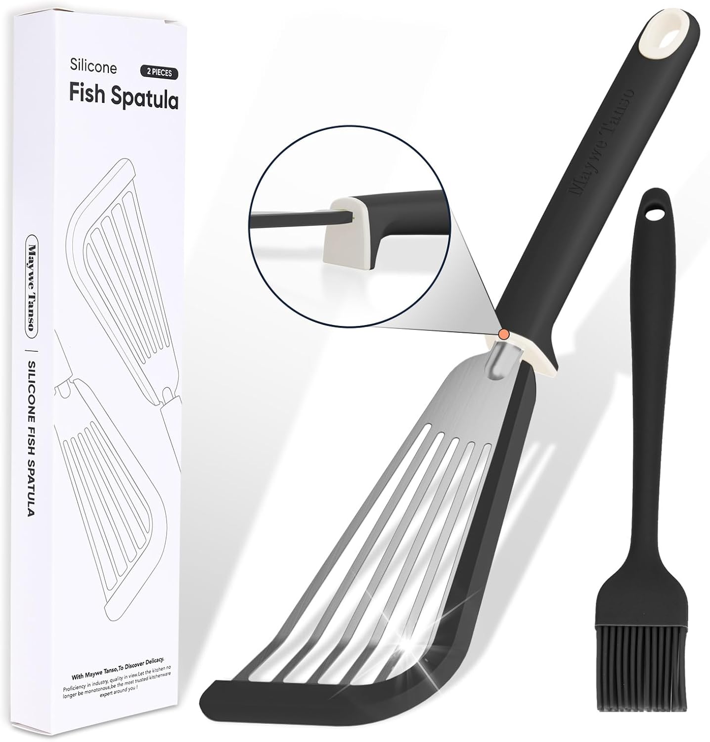 Amazon.com: Maywe Tanso Fish Spatula,600℉ Heat Resistant Silicone Fish ...