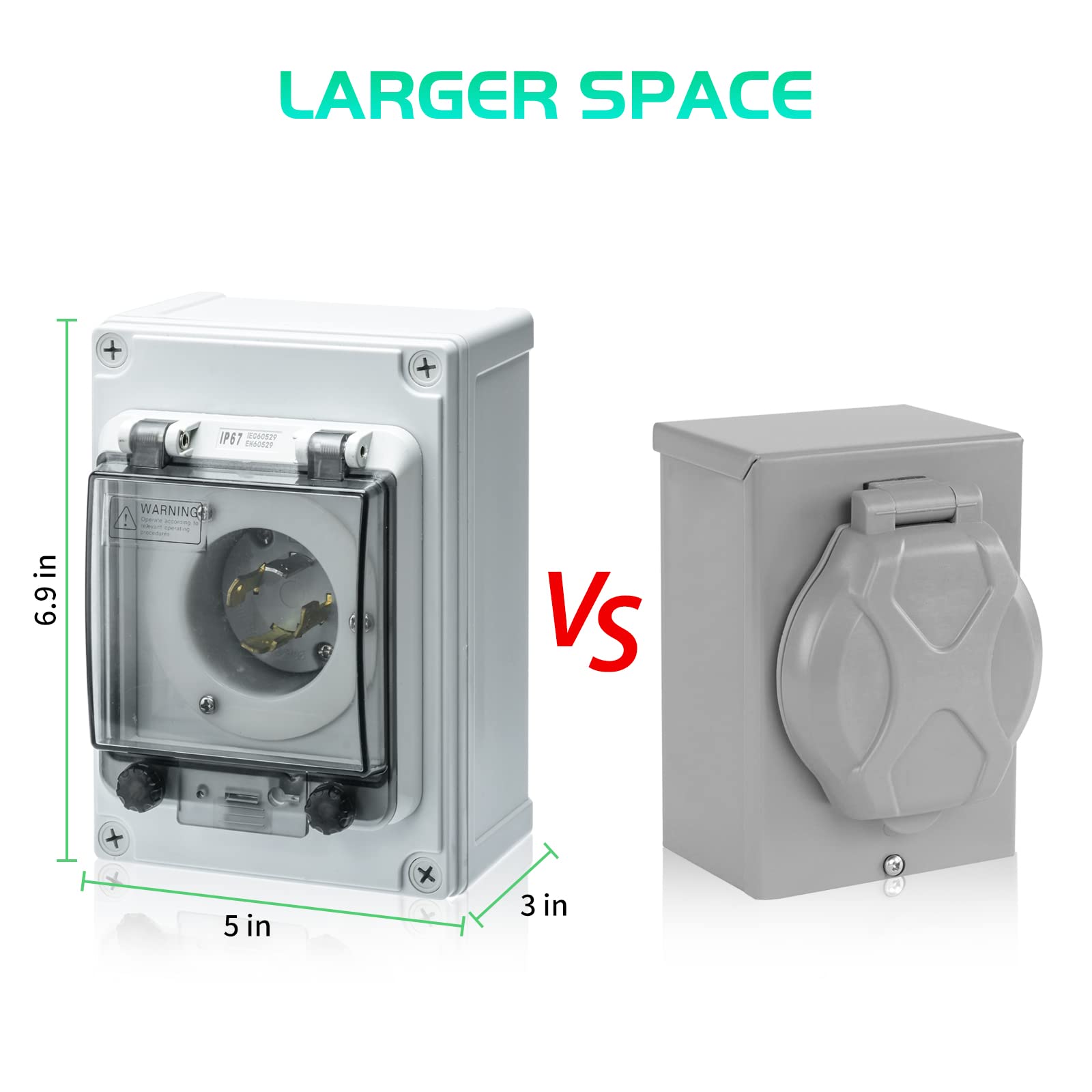 Snapklik.com : 30 Amp Power Inlet Box, Briidea NEMA 3R Generator Inlet ...