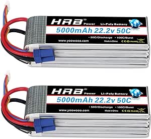 Amazon.com: HRB 2pcs 6S 5000mAh 22.2v 50C-100C with EC5 Plug RC Lipo Battery for RC Quadcopter ...