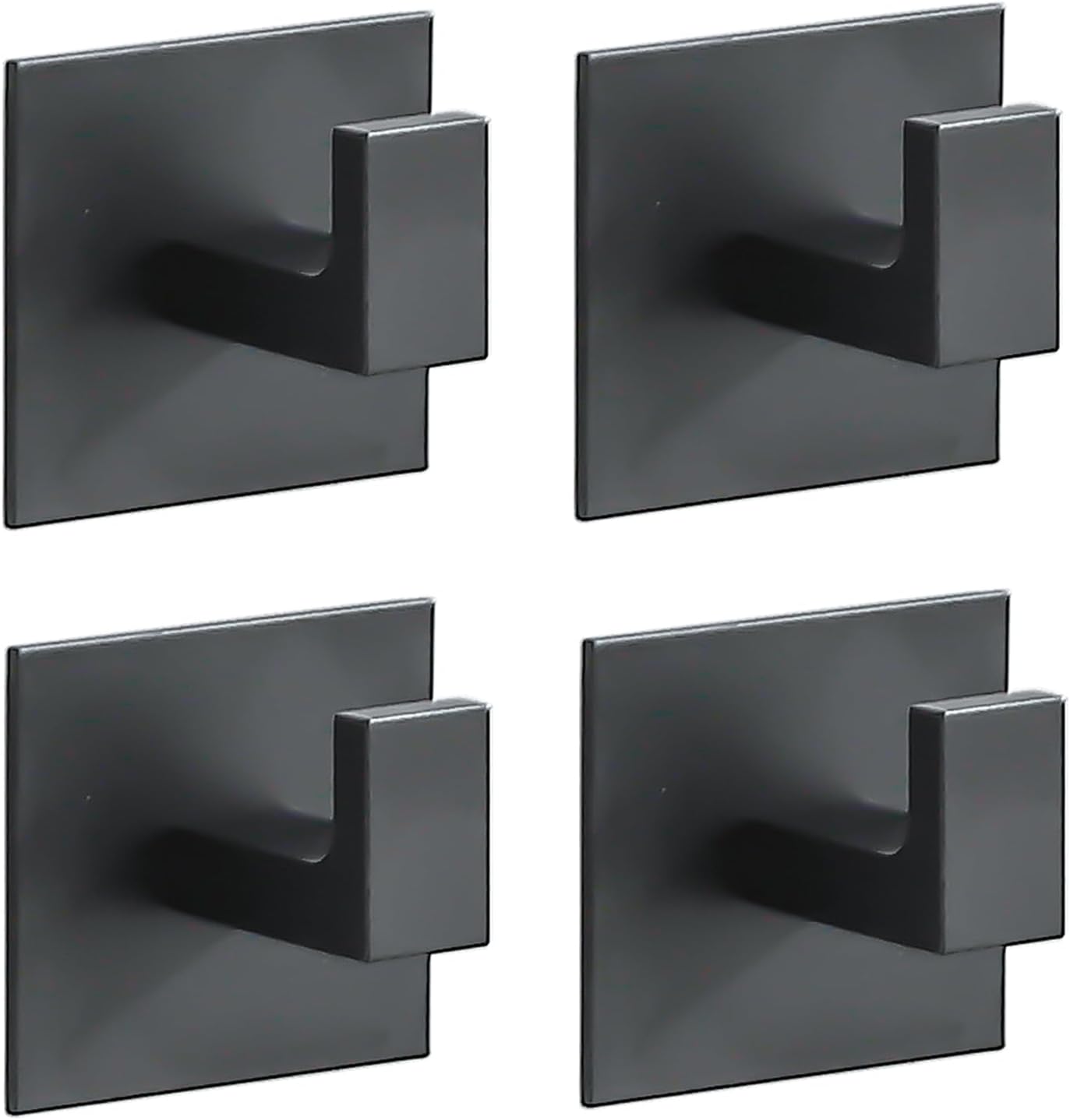SAIWILLER 4 Pack Adhesive Black Towel Hooks Bathroom Shower Hook Robe ...