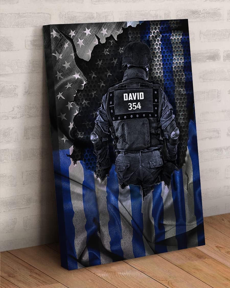 Amazon.com: Personalized Police Poster Canvas Wall Decor Custom Name ...