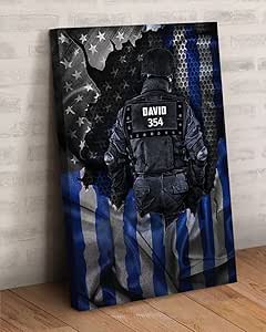 Amazon.com: Personalized Police Poster Canvas Wall Decor Custom Name ...