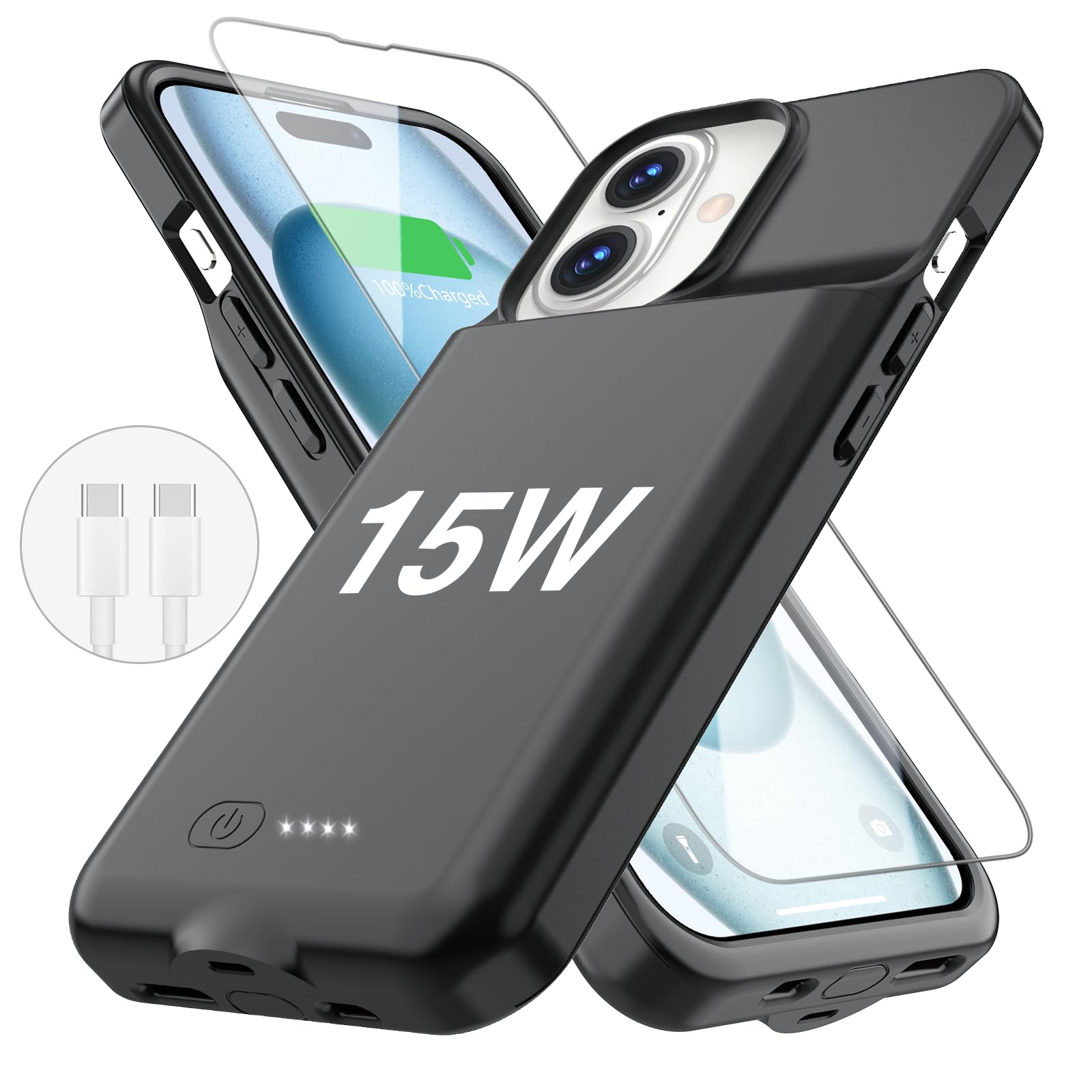 Amazon.com: BOPPS Battery Case for iPhone 16/16e, 15W Fast 8500mAh ...