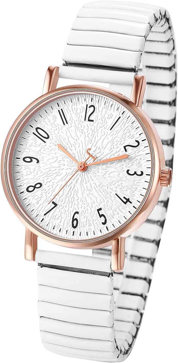 JewelryWe Women's Ultra Thin Easy Reader Watch with Elastic Strap ...