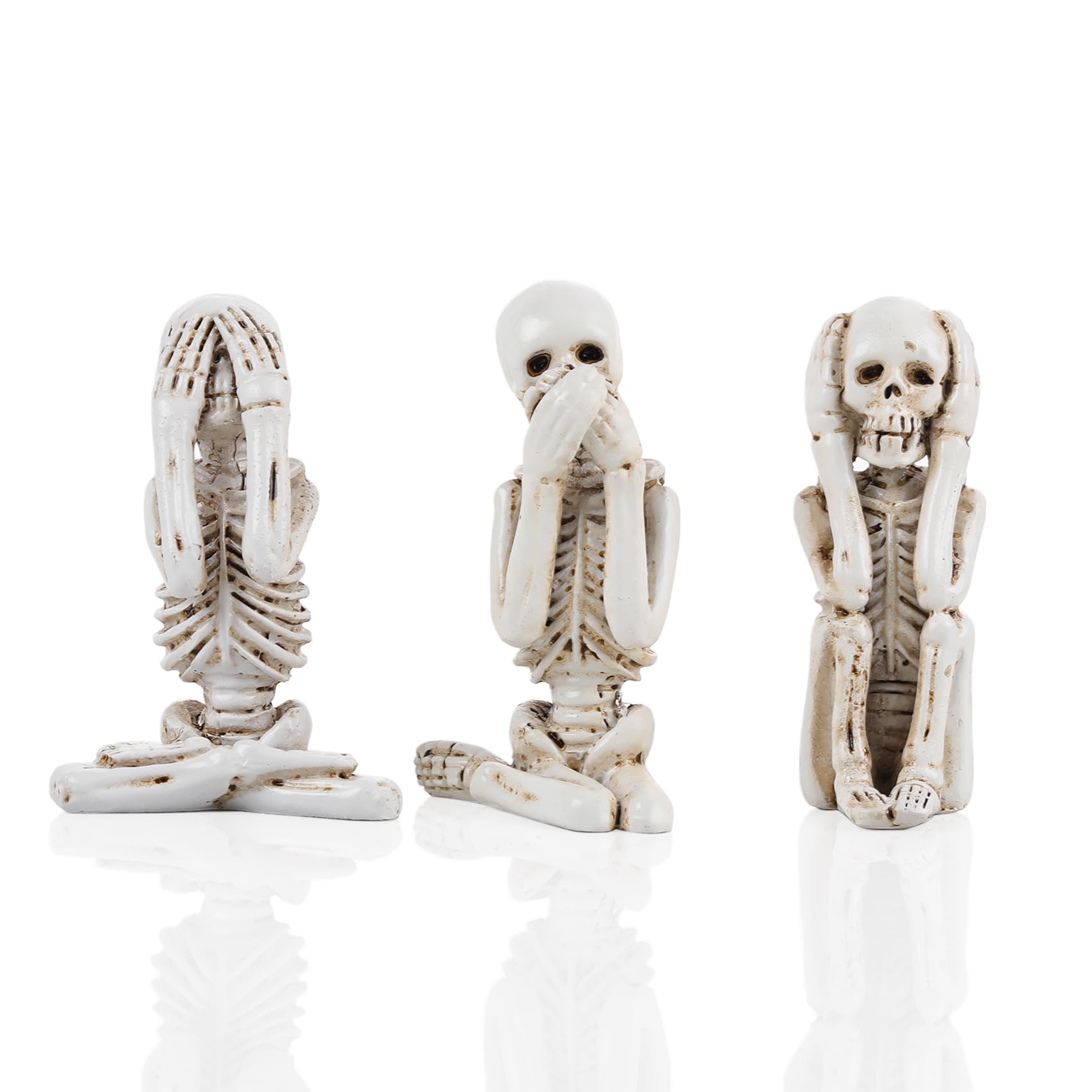 Amazon.com: Ornalrist Set of 3 Skeletons Statue, Hear See Speak No Evil ...