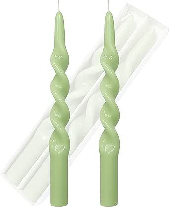 Amazon.com: Long Spiral Candles Handmade Unscented Green Candle Sticks ...