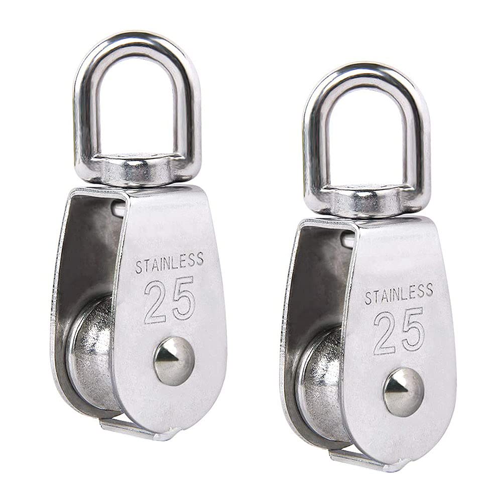 Pulley Blocks, 2 Pieces Single Pulley Block, Swivel Pulley Block Wheel ...