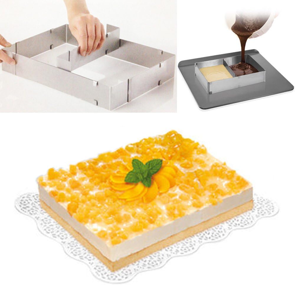 Amazon.com: Pormasbenzer Scalable Rectangle Cake Ring, Adjustable ...