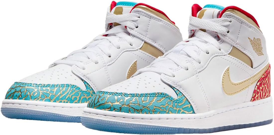 Amazon | [ナイキ] エア ジョーダン 1 ミッド スニーカー スクール J AIR JORDAN 1 MID SS ホワイト ...