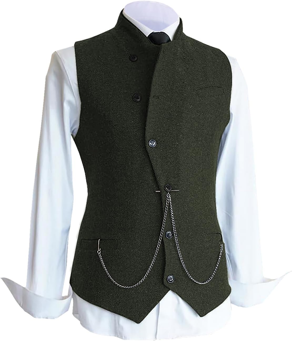 Amazon.com: Tuikayoo Men's Business High Collar Suit Vest Herringbone ...