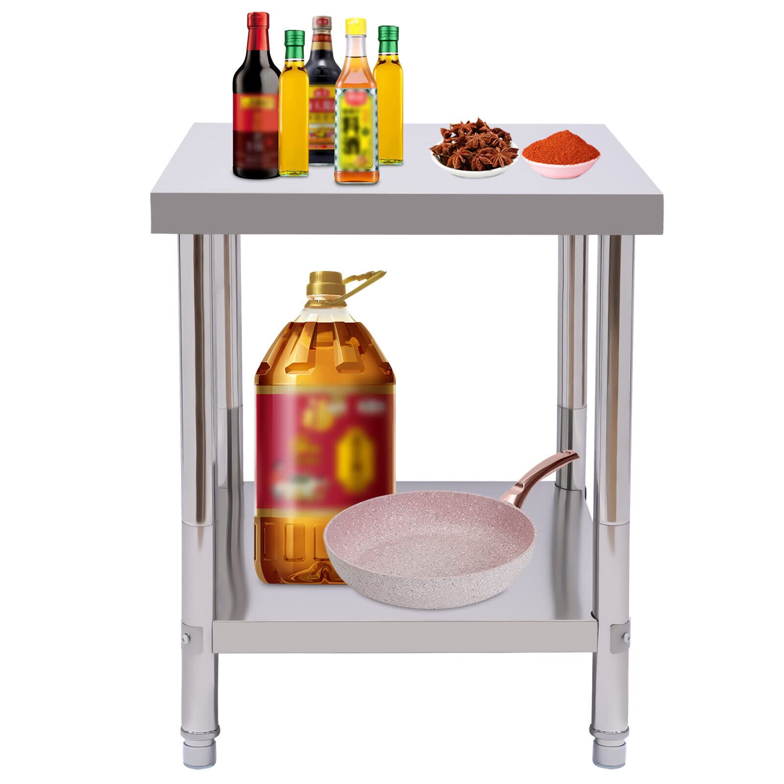 Amazon.com: GDAE10 2 Layers Commercial Kitchen Prep Table with Shelf ...