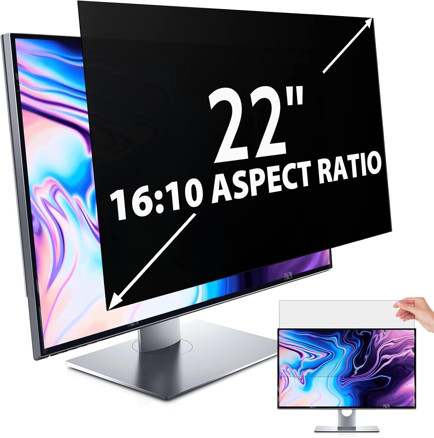 IPROKKO 22 Inch Computer Privacy Screen Filter, Removable Anti Glare ...