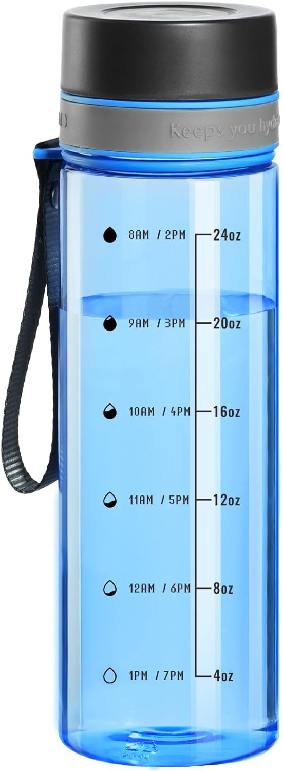 Amazon.com: Doseno Reusable Water Bottle, Water Bottle with Time Marker, Plastic Water Bottles ...
