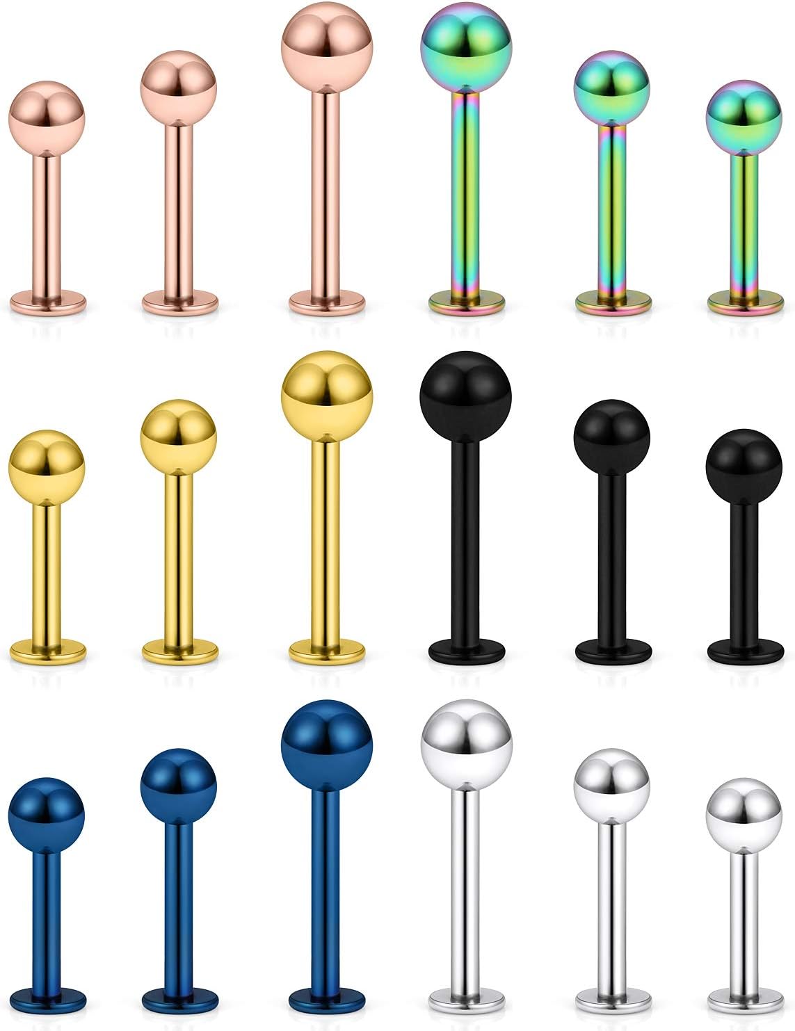 Amazon.com: Yaalozei 12G Lip Labret Monroe Medua Cheek Rings Stud 316L ...