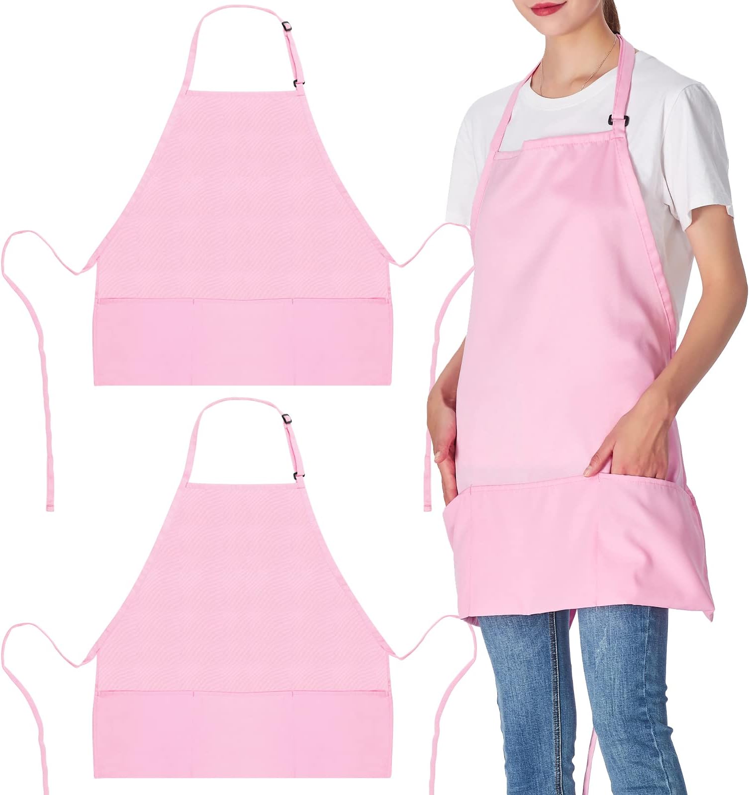 Amazon.com: LOYHUANG Pink 6PCS Apron for Women Adult Unisex Durable ...