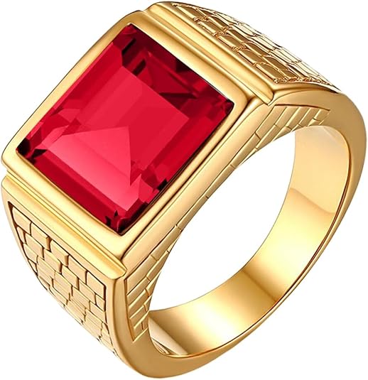 Yafeeso 10K 14K 18K Solid Gold Ruby Ring for Men Real Gold Customized 2 ...