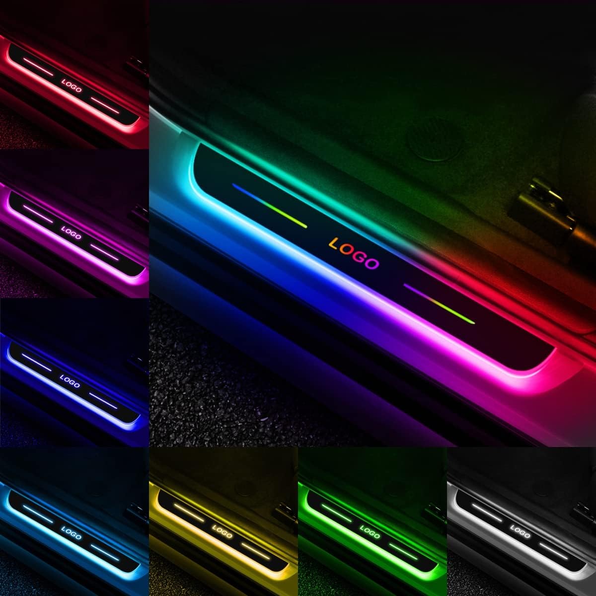 Amazon.com: Car LED Door Sill Lights, Customized Logo or Text, Wireless ...